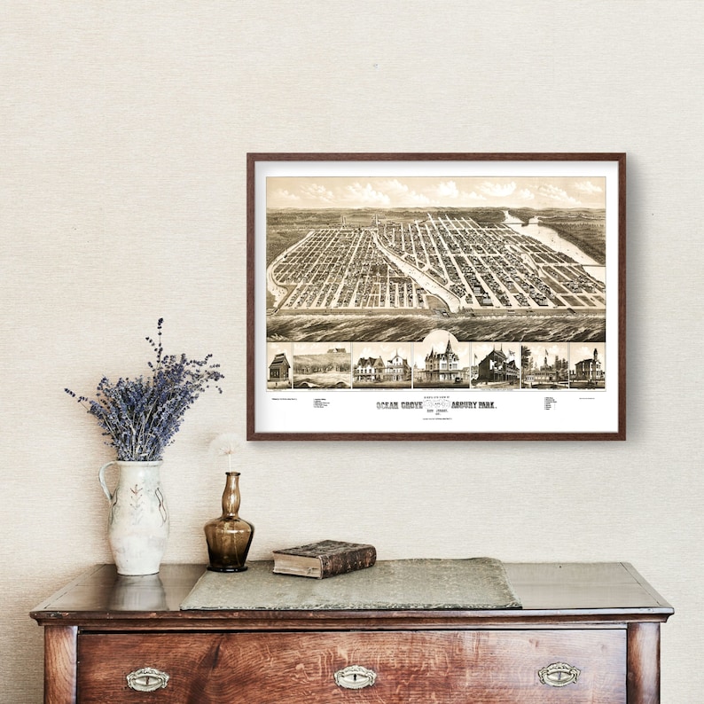 Ocean Grove Map 1881 - Old Map of Ocean Grove New Jersey Art Vintage ...