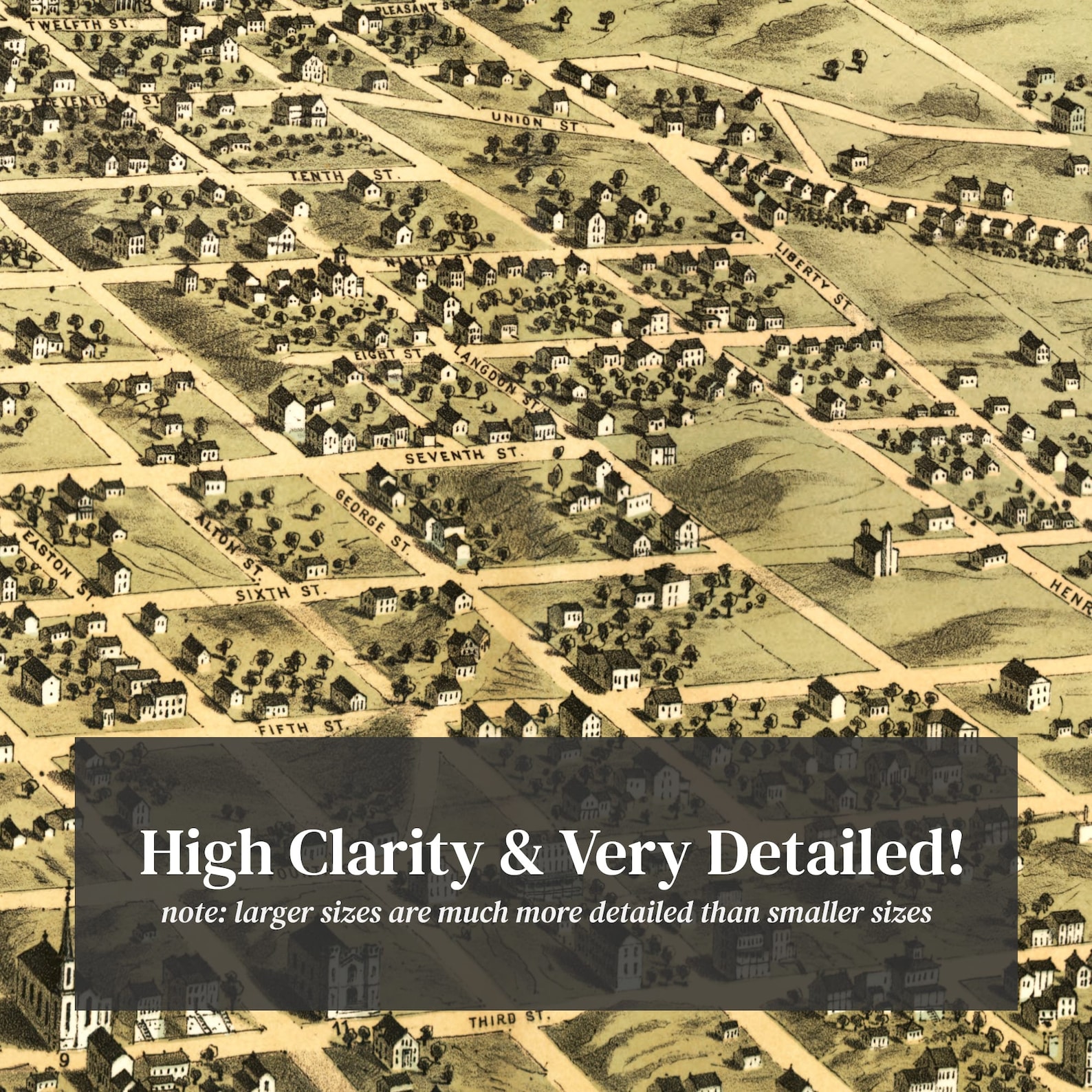 Alton Map 1867 - Old Map of Alton Illinois Art Vintage Print Framed ...