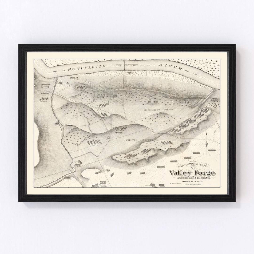 Valley Forge Map 1877, Vintage Valley Forge Map, Old Valley Forge Art ...