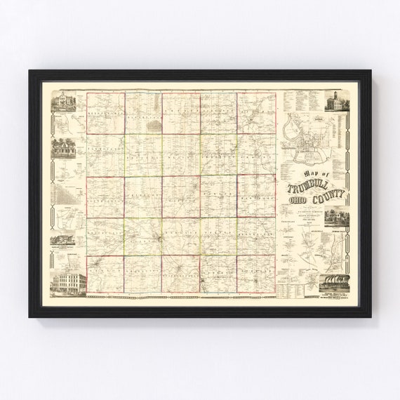 Trumbull County Ohio Map 1856 Old Map of Trumbull County - Etsy Ireland