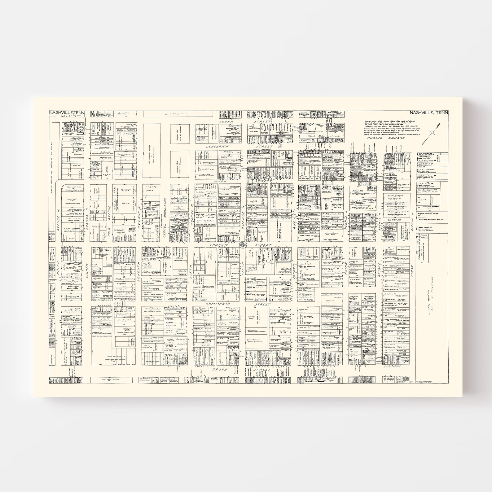 Nashville Map 1929, Vintage Nashville Map, Old Nashville Tennessee Art ...