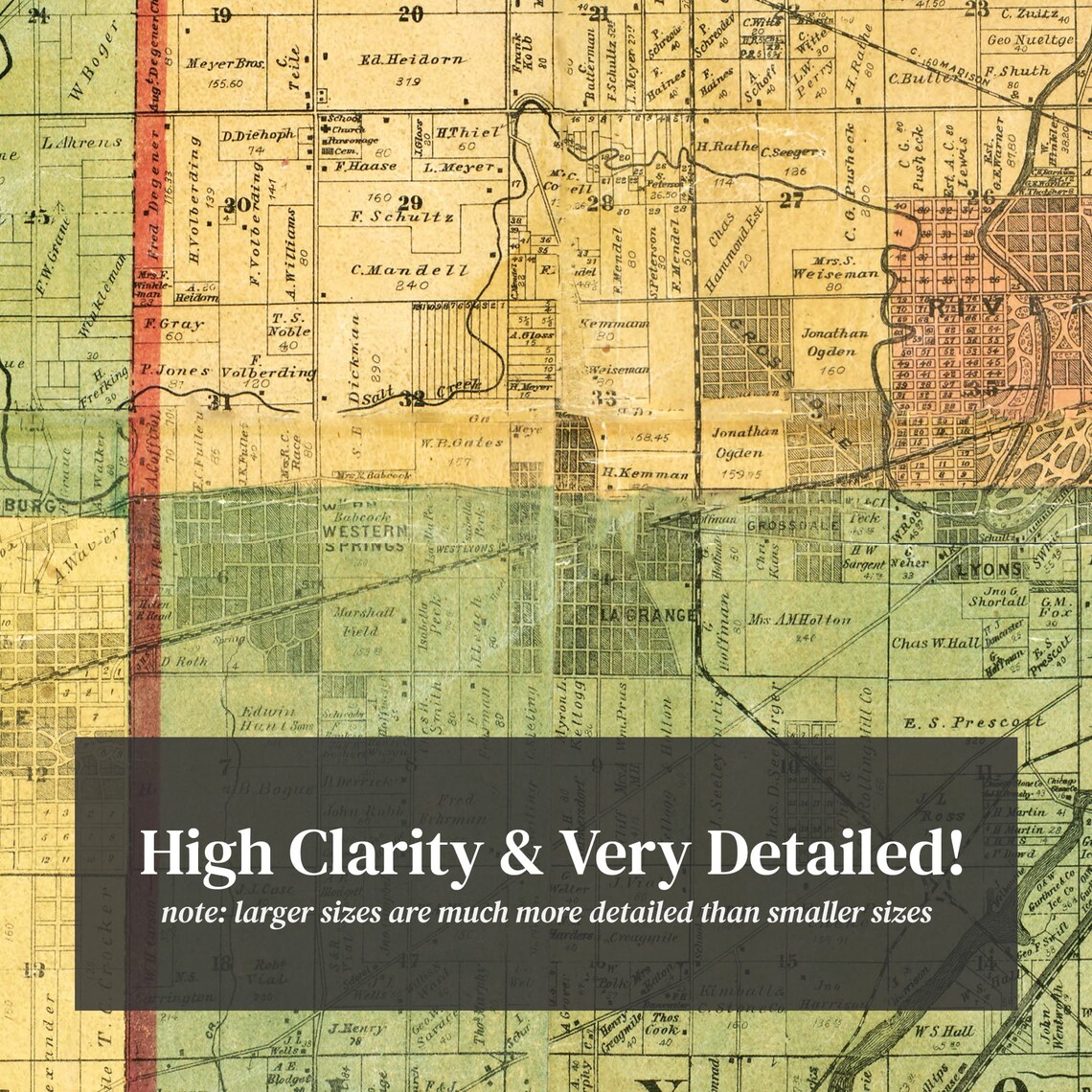 Dupage County Illinois Map 1890 Old Map of Dupage County - Etsy