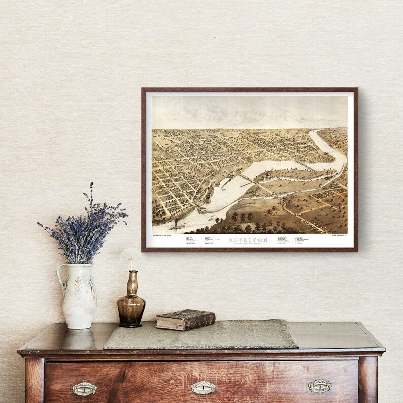 Appleton Map 1867 - Old Map of Appleton Wisconsin Art Vintage Print ...