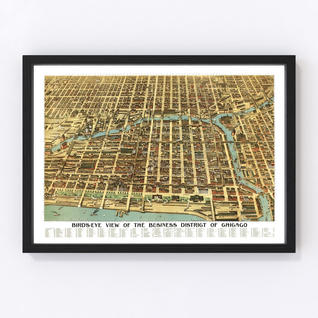 Chicago Map 1898 - Old Map of Chicago Illinois Art Vintage Print Framed ...