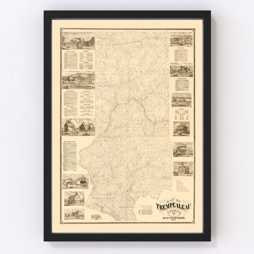 Trempealeau County Wisconsin Map 1877 Old Map of Trempealeau County ...