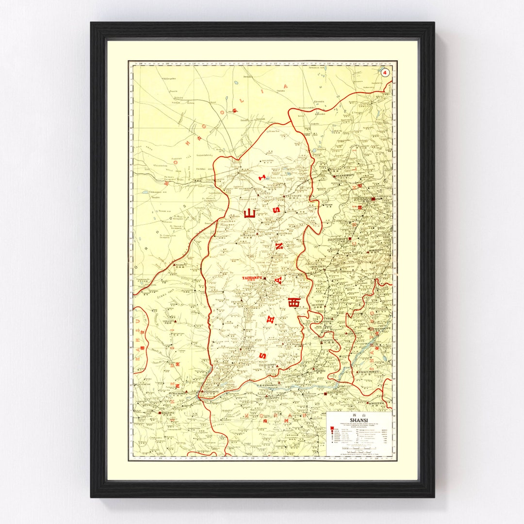 Shansi China Map 1917 Old Map of Shansi China China Art - Etsy