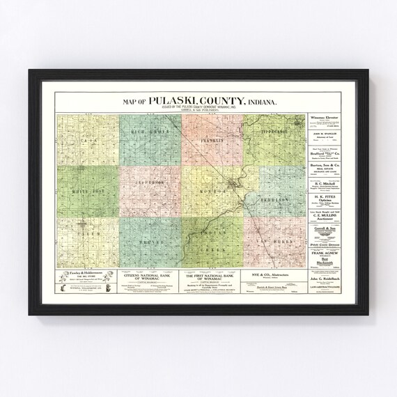 Pulaski County Indiana Map 1907 Old Map of Pulaski County - Etsy