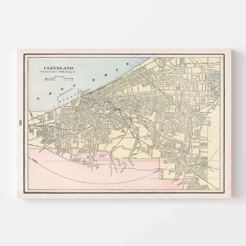 Cleveland Map 1901 Old Map of Cleveland Ohio Art Vintage - Etsy