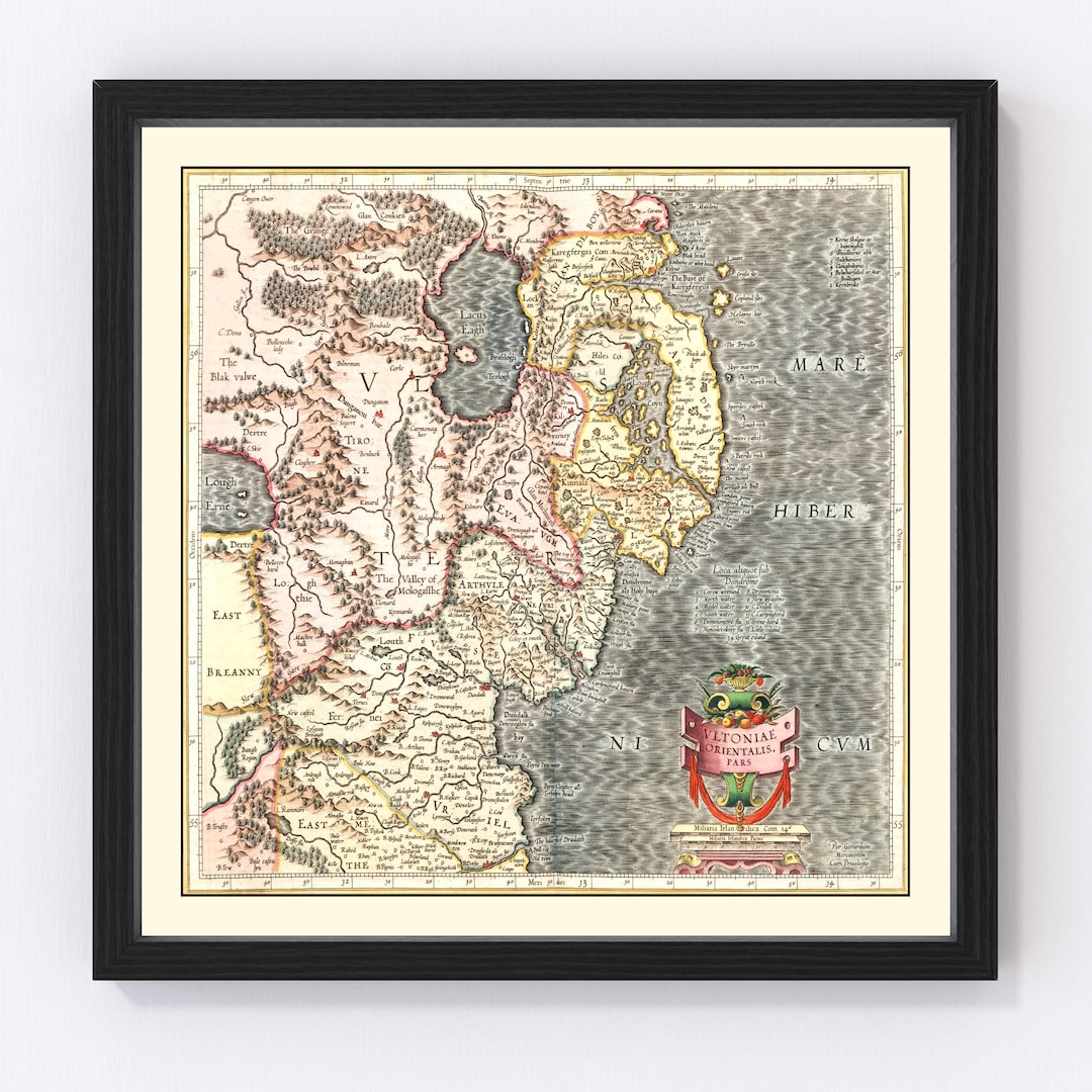 Ulster Map 1623, Vintage Ulster Map, Old Ulster Art, Wall Art Gift for ...