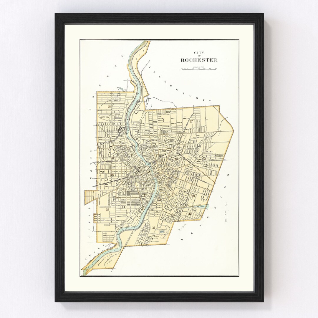 Rochester Map 1895, Vintage Rochester Map, Old Rochester New York Art ...