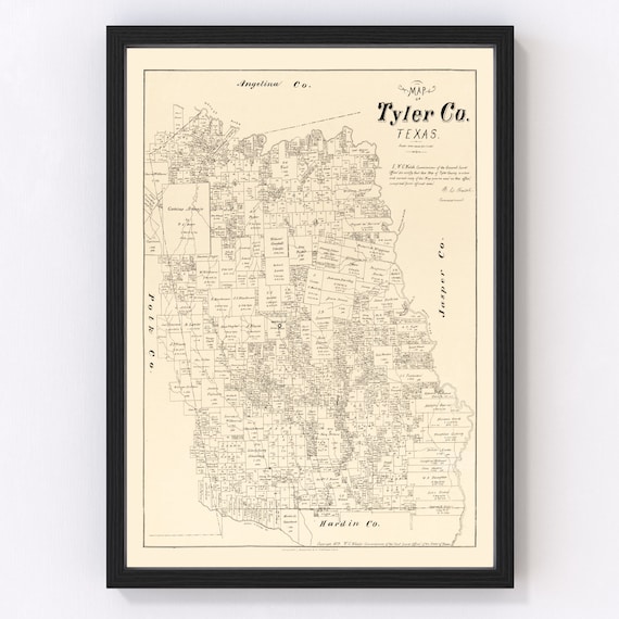Tyler County Texas Map 1879 Old Map of Tyler County Texas - Etsy UK