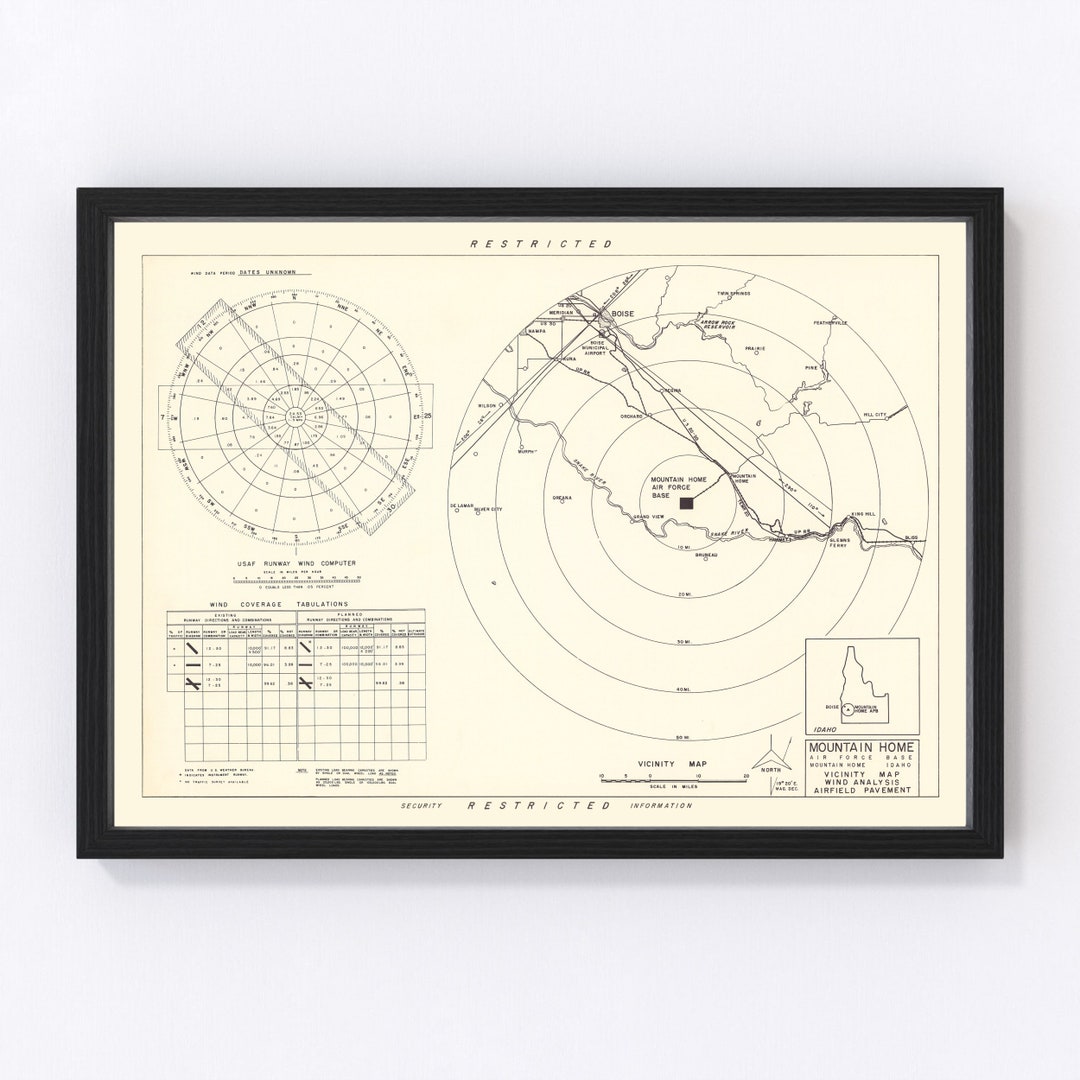 Westover Air Force Base Map 1951, Vintage Westover Air Force Base Map ...