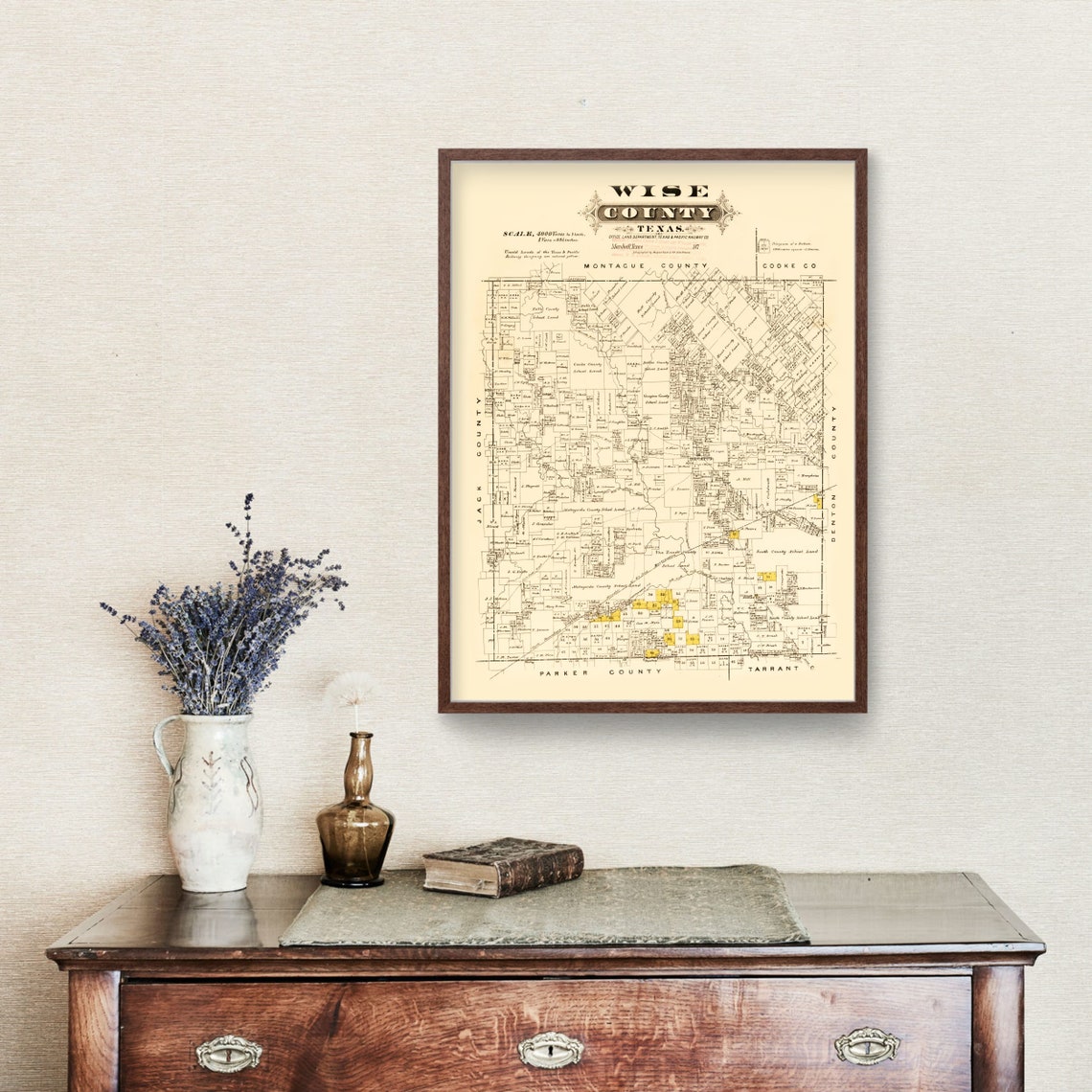 Wise County Map 1870, Vintage Wise County Map, Old Wise County Texas ...