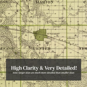 Henry County IA Map 1875 Old Map of Mount Pleasant Iowa Art Vintage ...