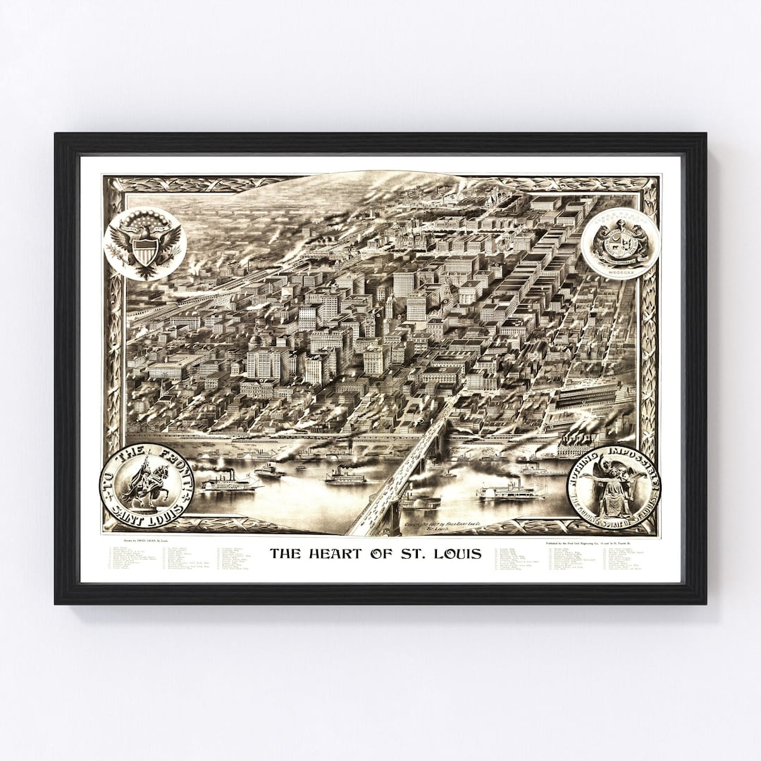 St. Louis Map 1907 Old Map of St. Louis Missouri Art Vintage Print ...