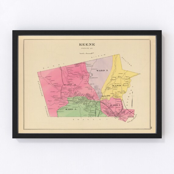 Keene Map 1892 Old Map of Keene New Hampshire Art Vintage - Etsy