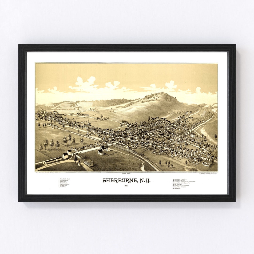 Sherburne Map 1887 Old Map of Sherburne New York Art Vintage Print ...