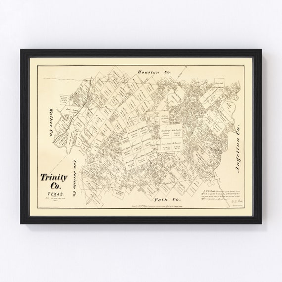 Trinity County Texas Map 1879 Old Map of Trinity County - Etsy