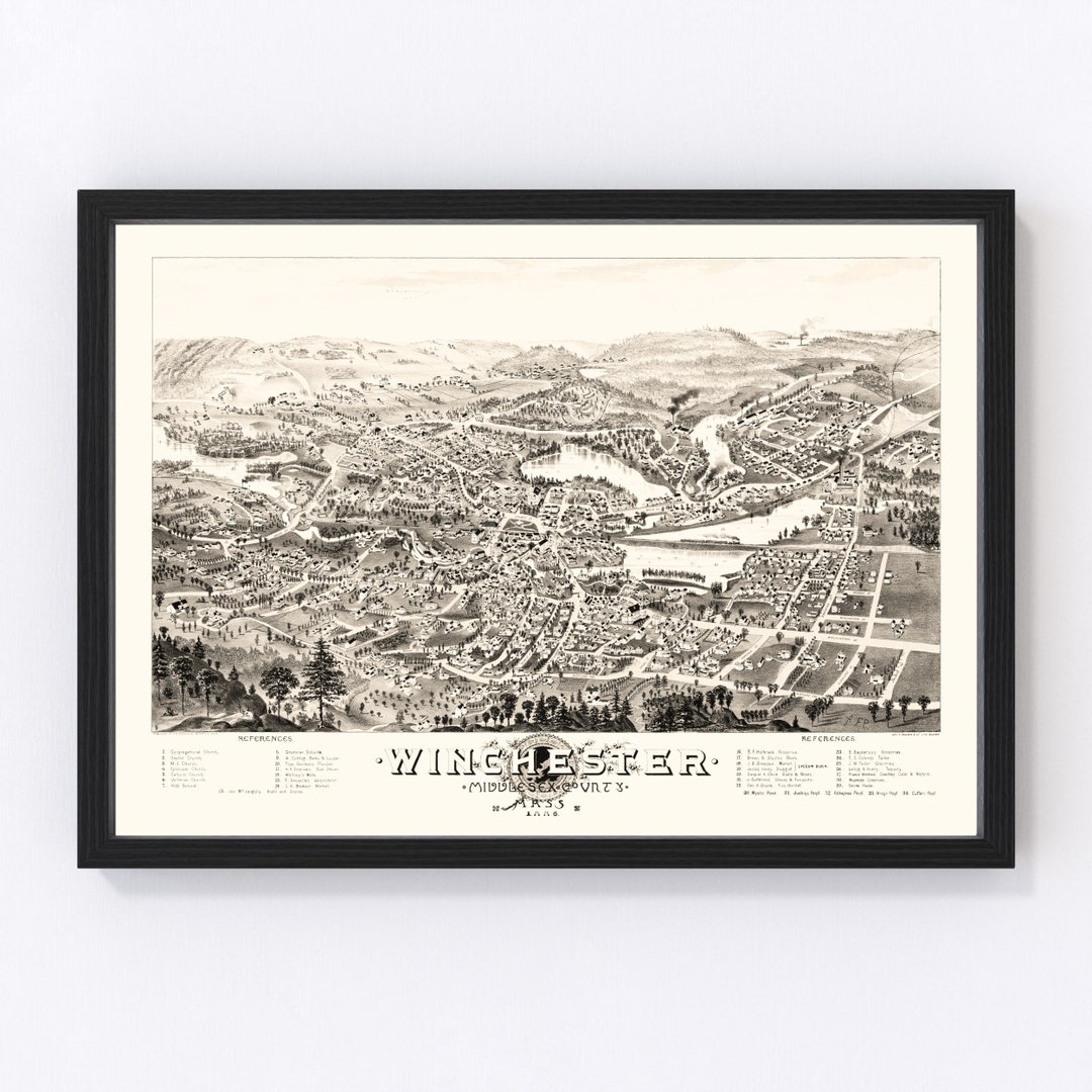 Winchester Map 1886 Old Map of Winchester Massachusetts Art Vintage ...
