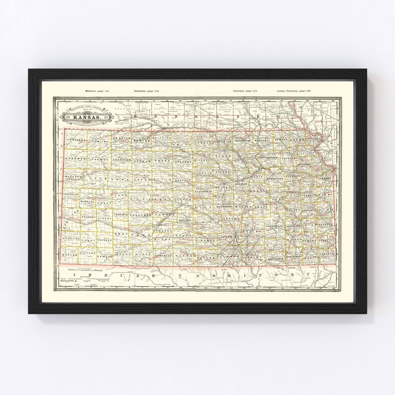 Kansas Railroad Map 1888 Old Railroad Map of Kansas Art - Etsy