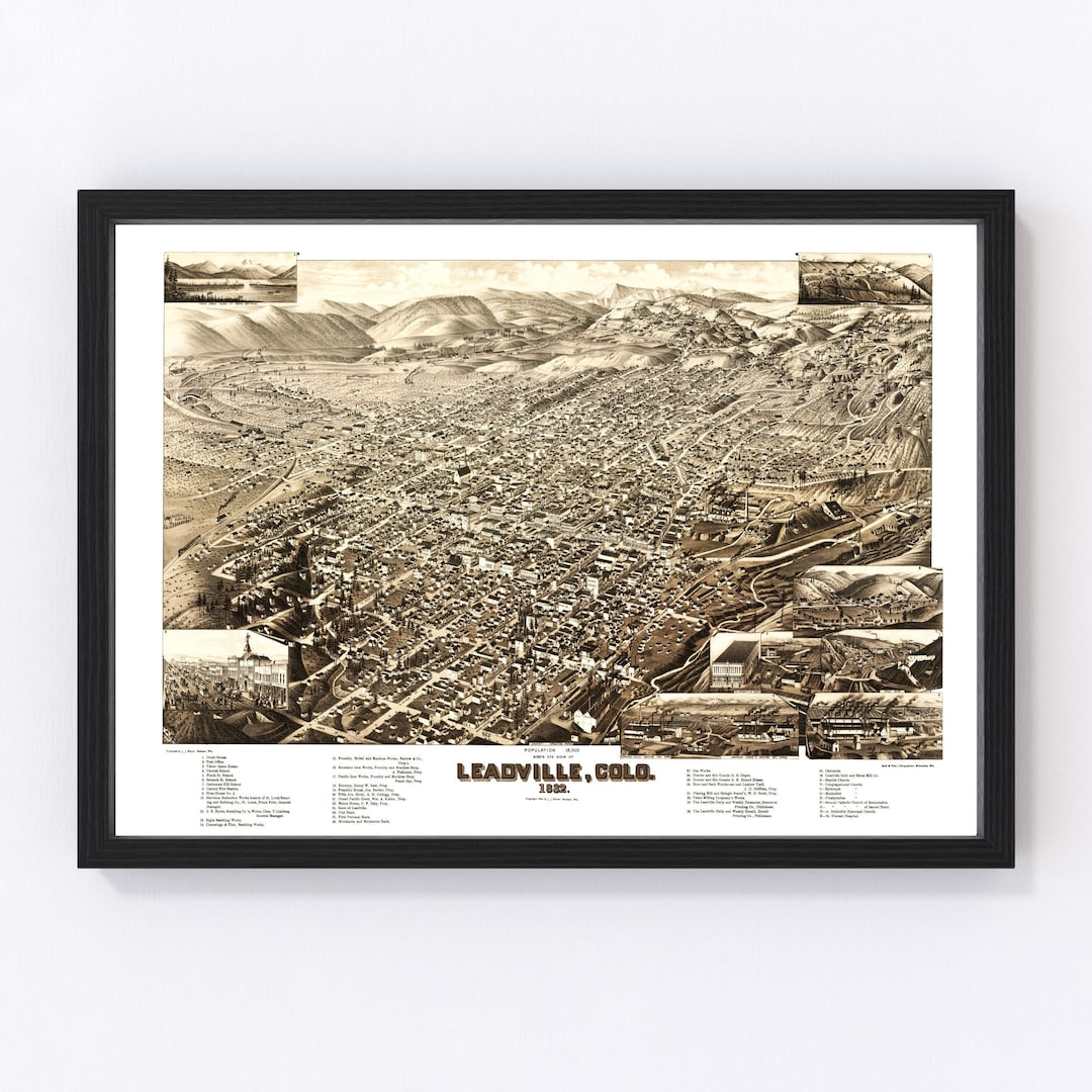 Leadville Map 1882 - Old Map of Leadville Colorado Art Vintage Print ...