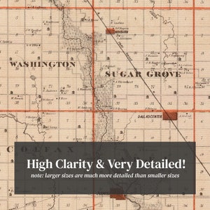Dallas County IA Map 1875 Old Map of Adel Iowa Art Vintage Print Framed ...