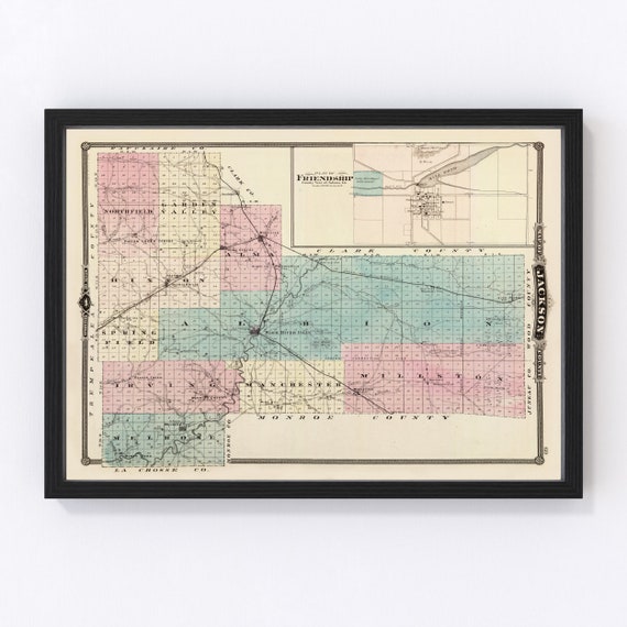 Jackson County WI Map 1878 Old Map of Black River Falls - Etsy India