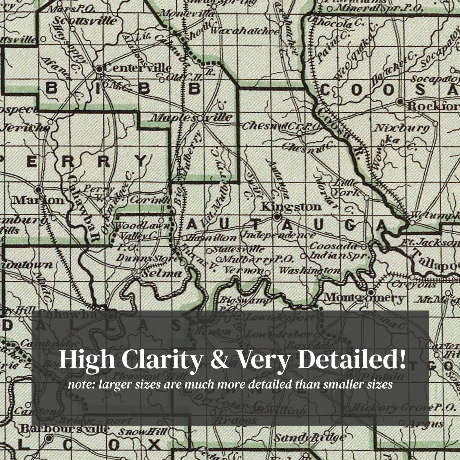 Alabama Map 1842 Old Map of Alabama Art Vintage Print Framed - Etsy