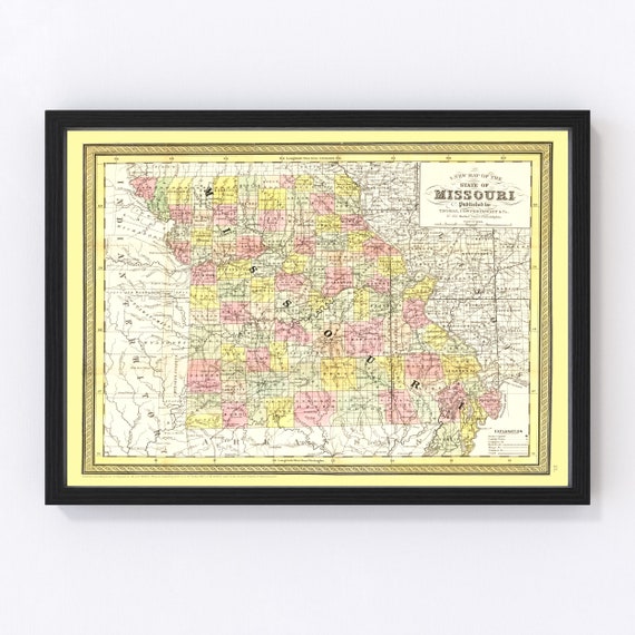 Missouri Map 1852 Old Map of Missouri Art Vintage Print - Etsy