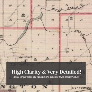 Daviess County Map 1876, Vintage Daviess County Map, Old Daviess County ...