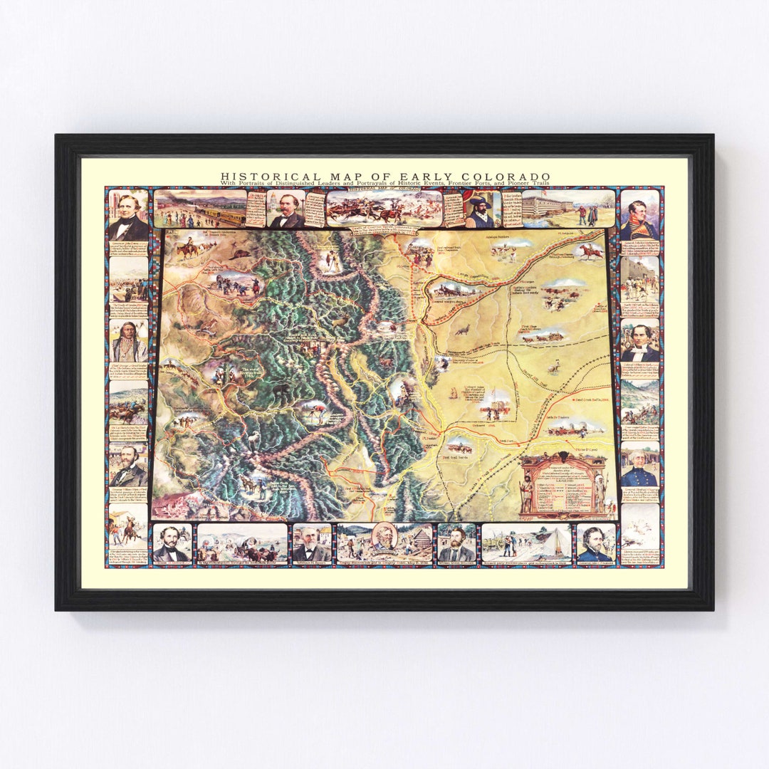 Colorado Map 1935, Vintage Colorado Map, Old Colorado Art, Wall Art ...