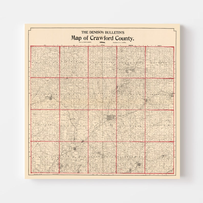 Crawford County Iowa Map 1898 Old Map of Crawford County - Etsy