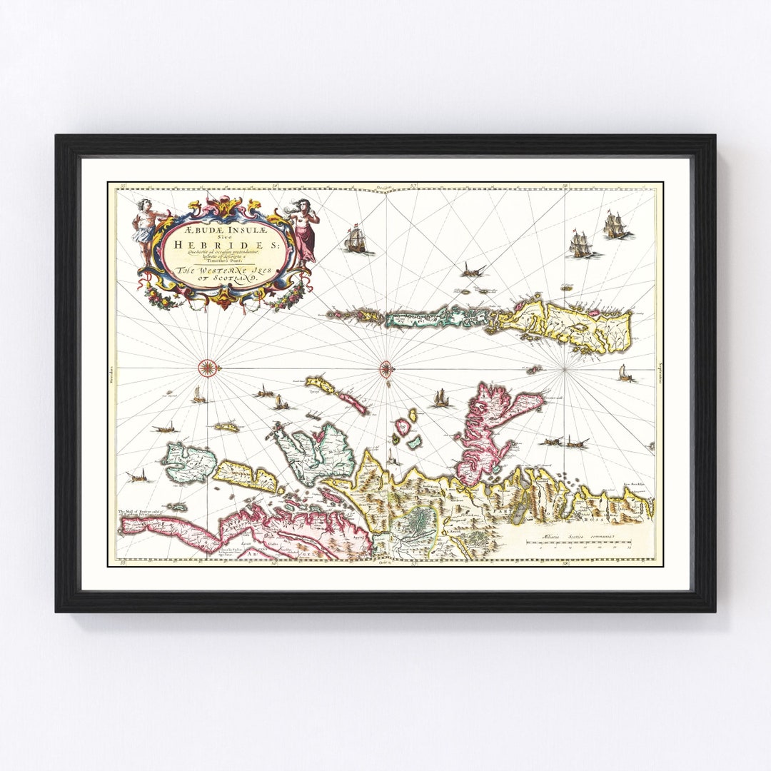 Hebrides Islands Map 1665, Vintage Hebrides Islands Map, Old Hebrides ...