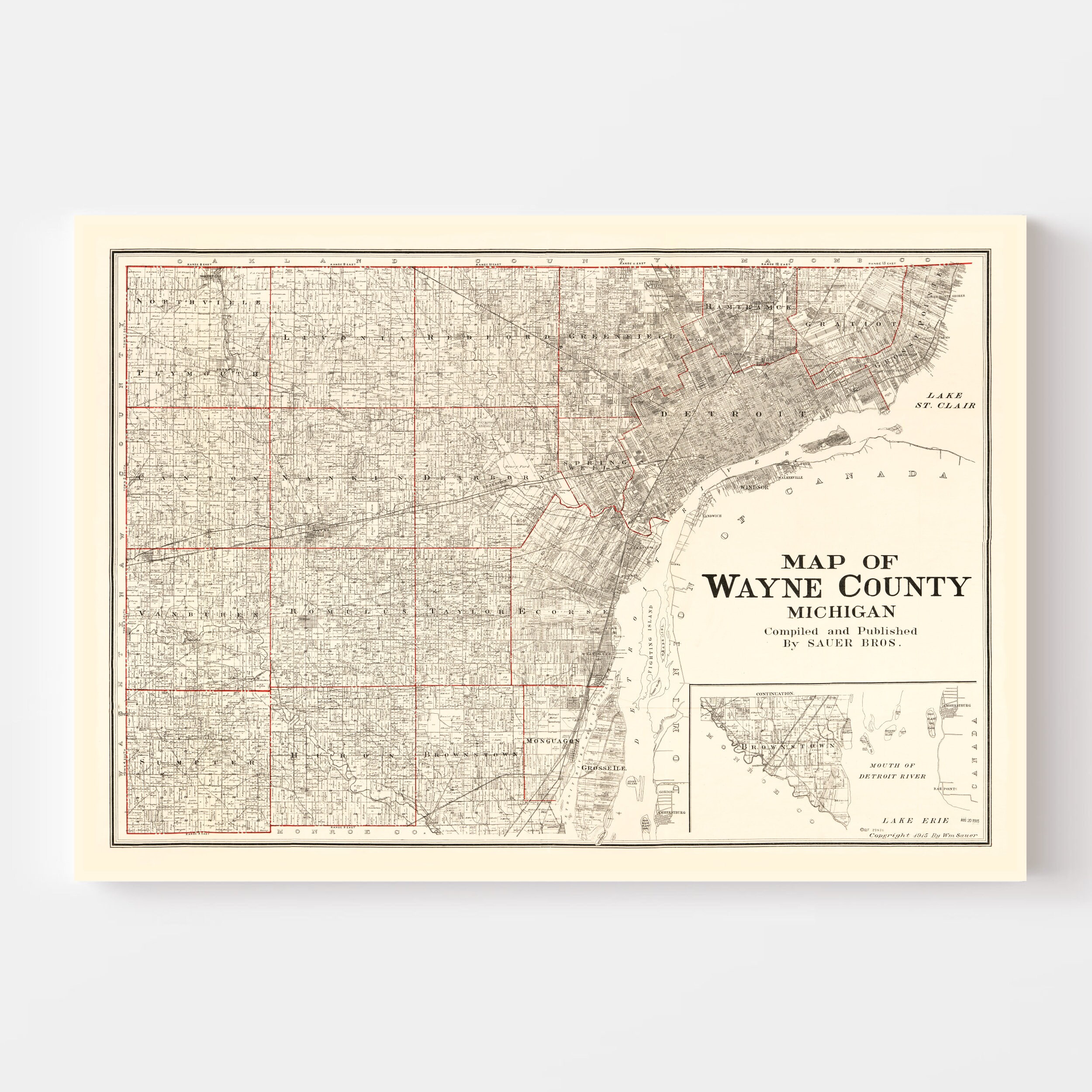 Wayne County Map 1915, Vintage Wayne County Map, Old Wayne County ...