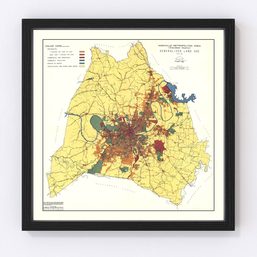 Nashville Map 1956 Old Map of Nashville Tennessee Art Vintage Print ...