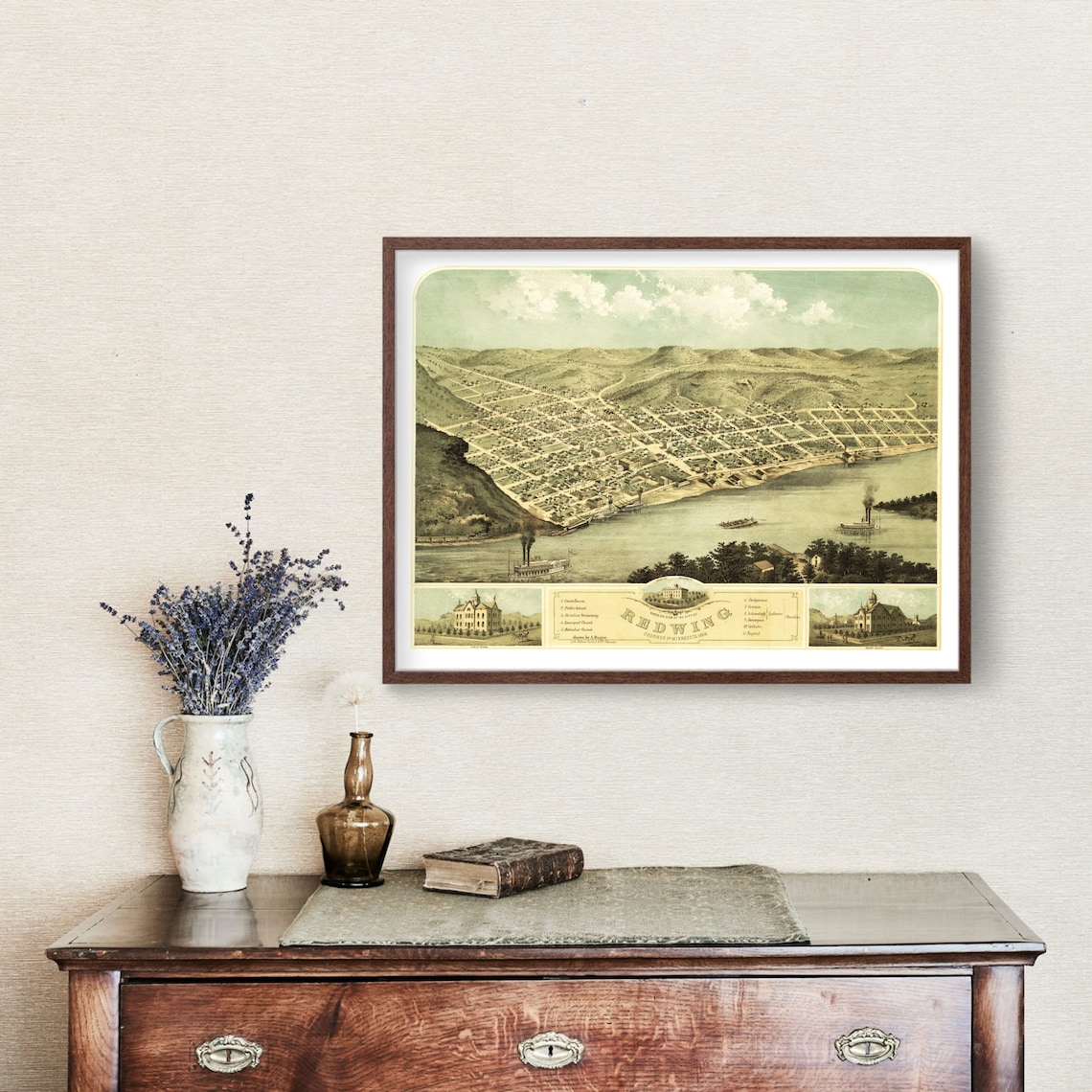 Red Wing Map 1868 Old Map of Red Wing Minnesota Art Vintage - Etsy