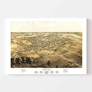 Romeo Map 1868 Old Map of Romeo Michigan Art Vintage Print Framed ...