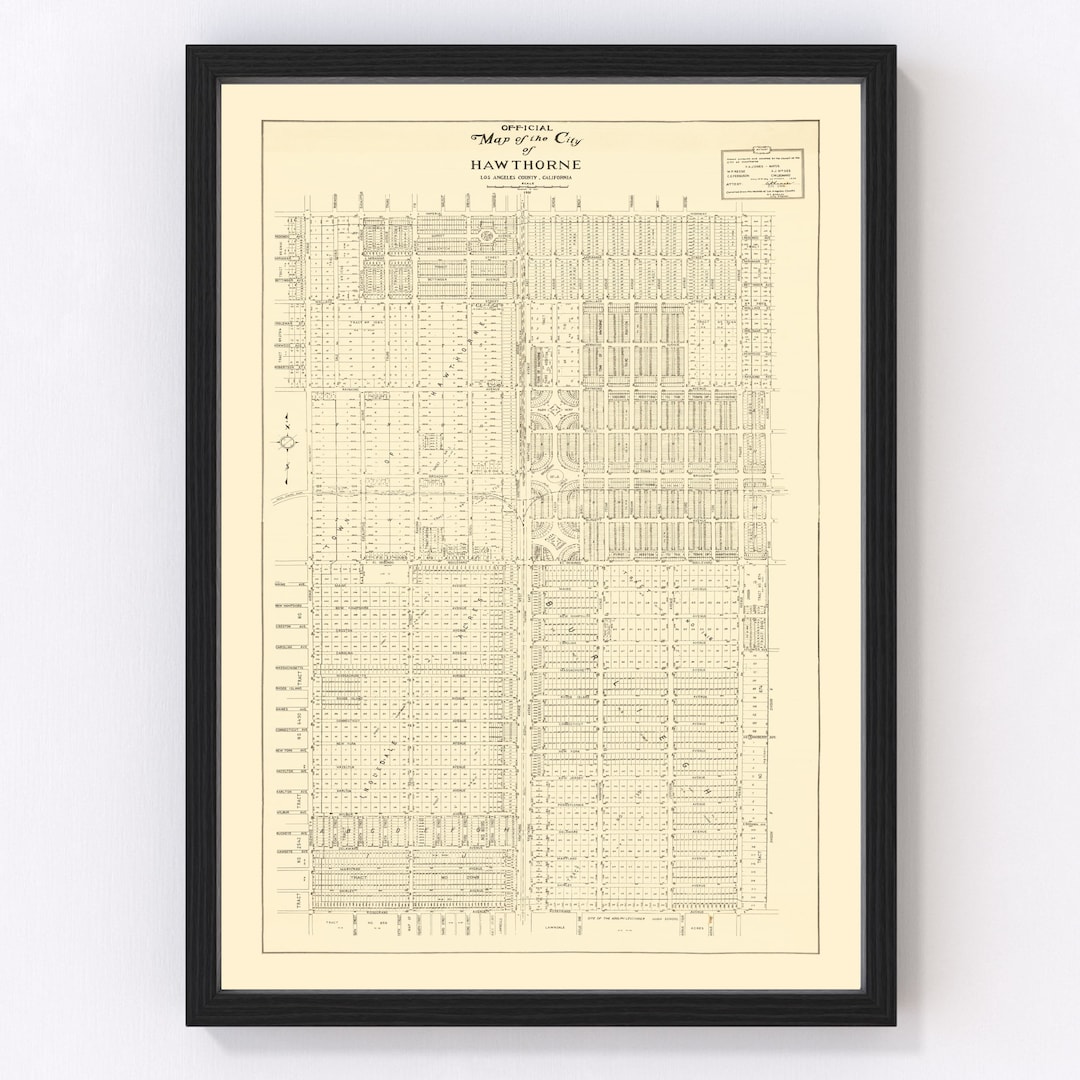 Hawthorne Map 1932 Old Map of Hawthorne California Art Vintage Print ...