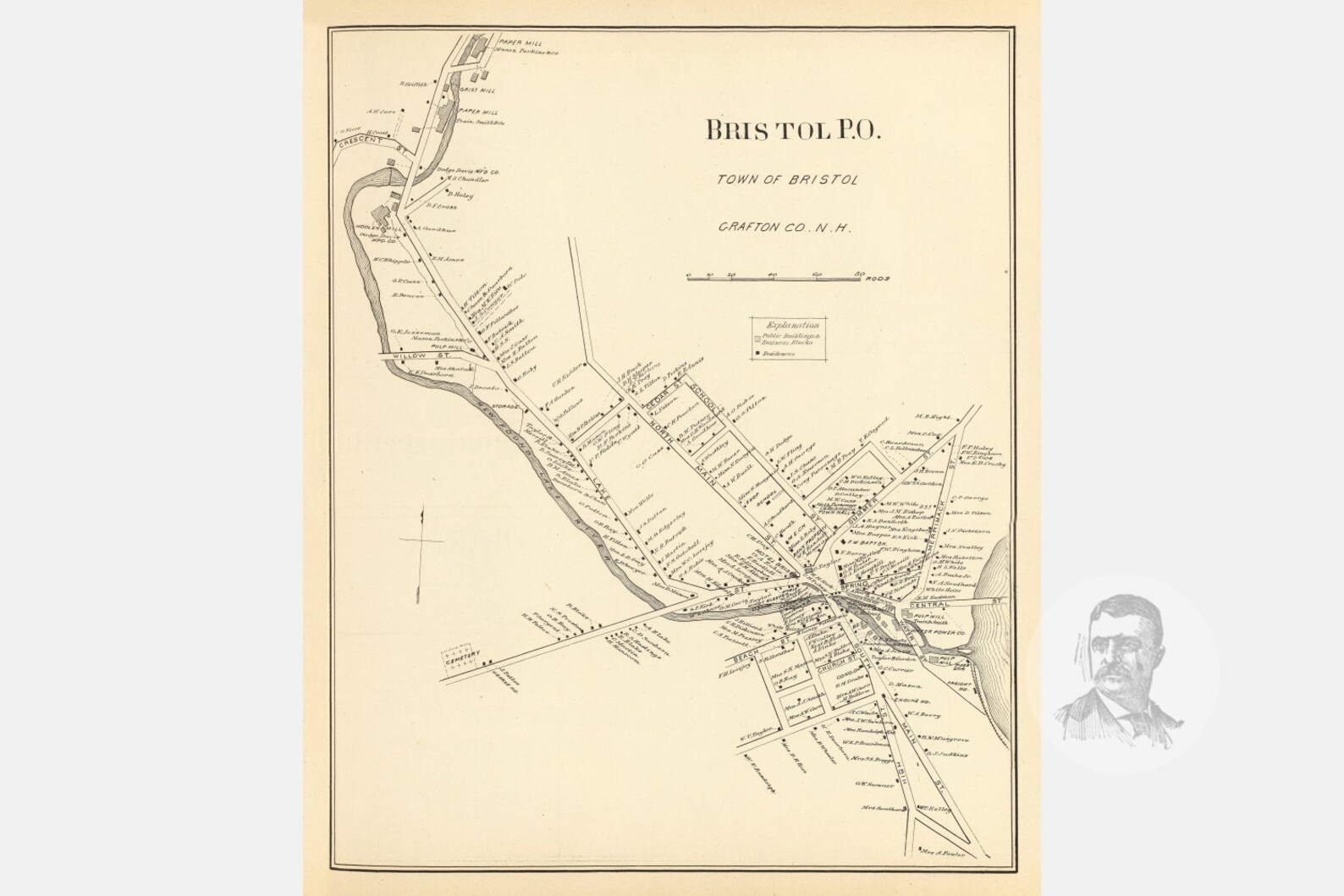 Vintage Bristol Map from 1892 Old New Hampshire Map | Etsy