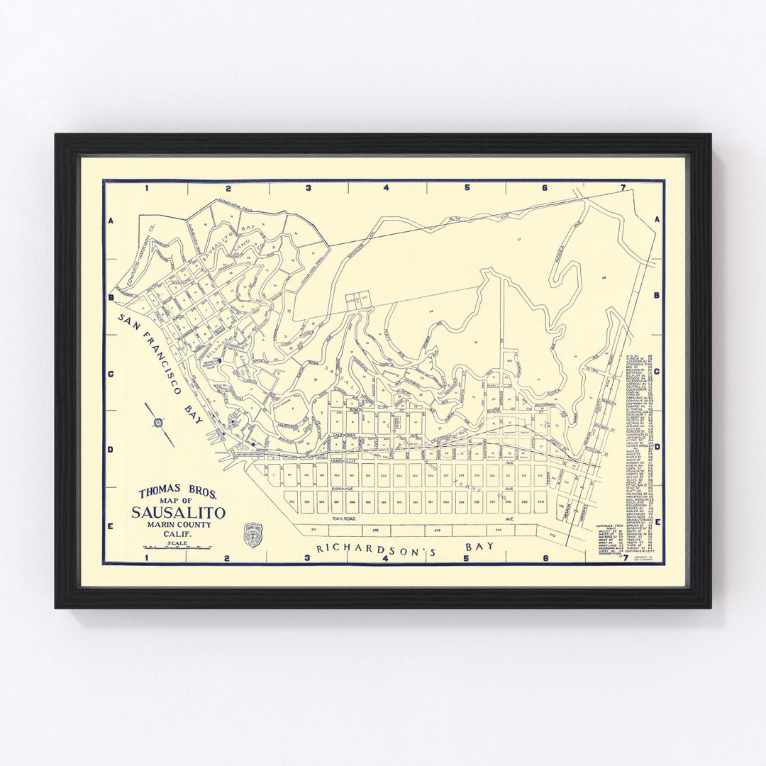 Sausalito Map 1920 - Old Map of Sausalito California Art Vintage Print ...