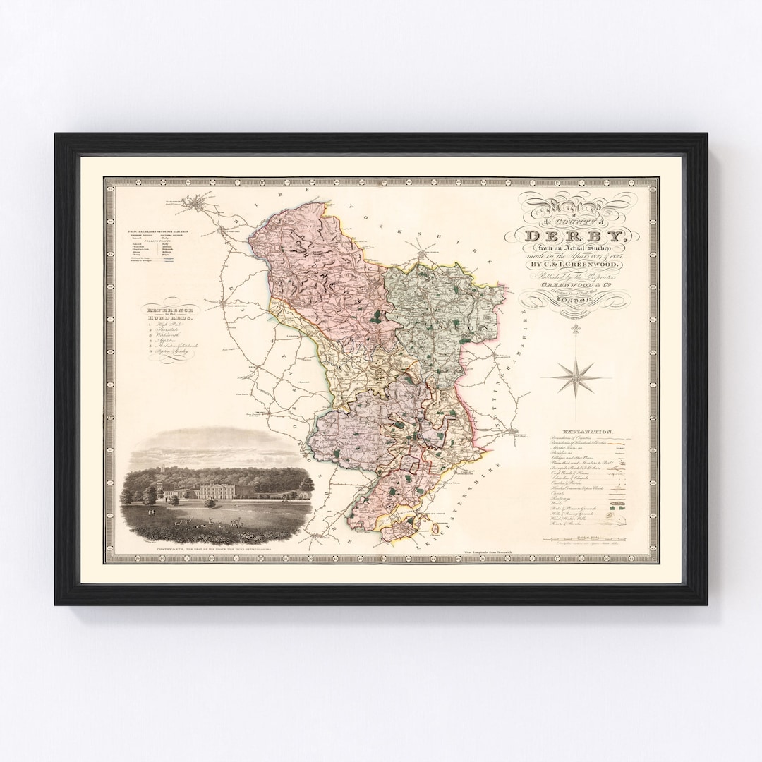Derby England Map 1830 Old Map of Derby England England Art Vintage ...