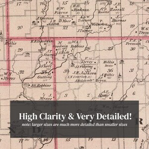 Decatur County IN Map 1876 Old Map of Greensburg Indiana Art Vintage ...