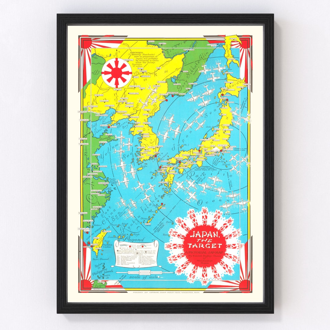 Military Map of Japan Map 1944 Old Map of Military Map of Japan Art ...