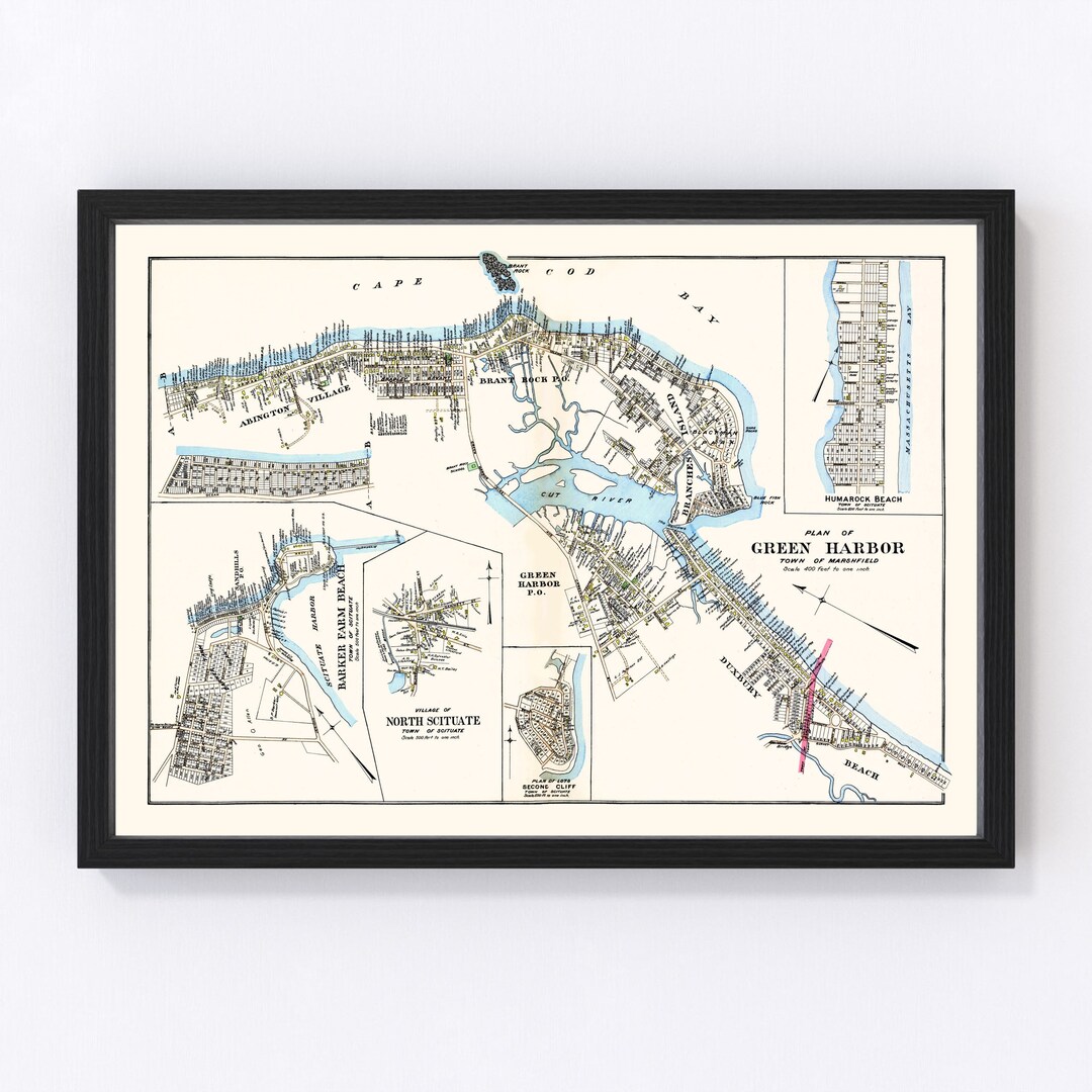 Green Harbor Town Map 1903 Old Map of Green Harbor Town Massachusetts ...