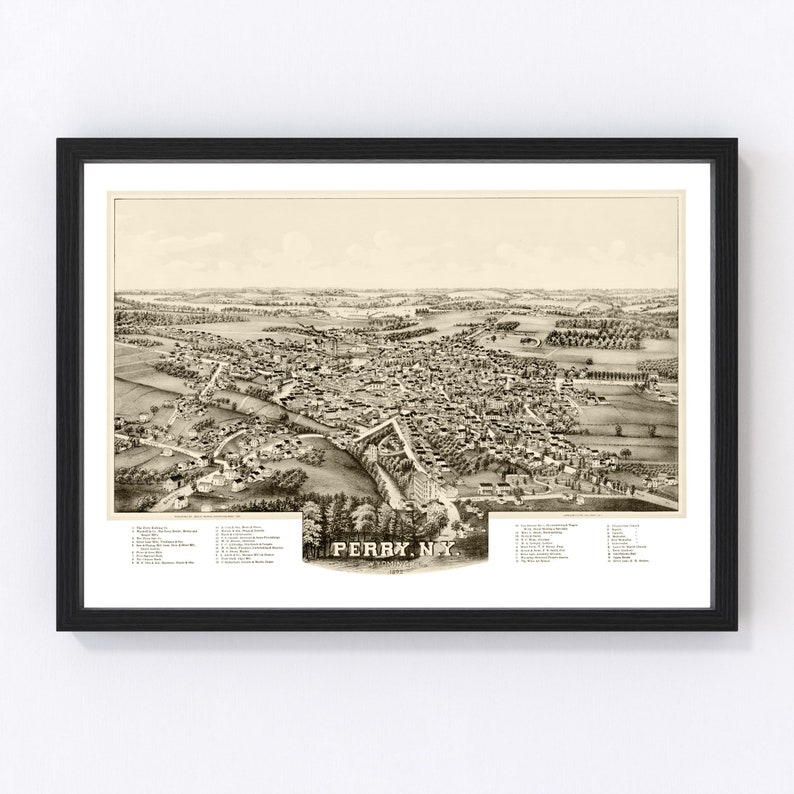 Perry Map 1892, Vintage Perry Map, Old Perry New York Art, Wall Art ...