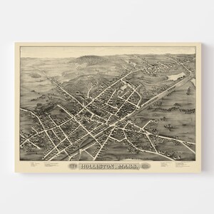 Holliston Map 1878, Vintage Holliston Map, Old Holliston Massachusetts ...
