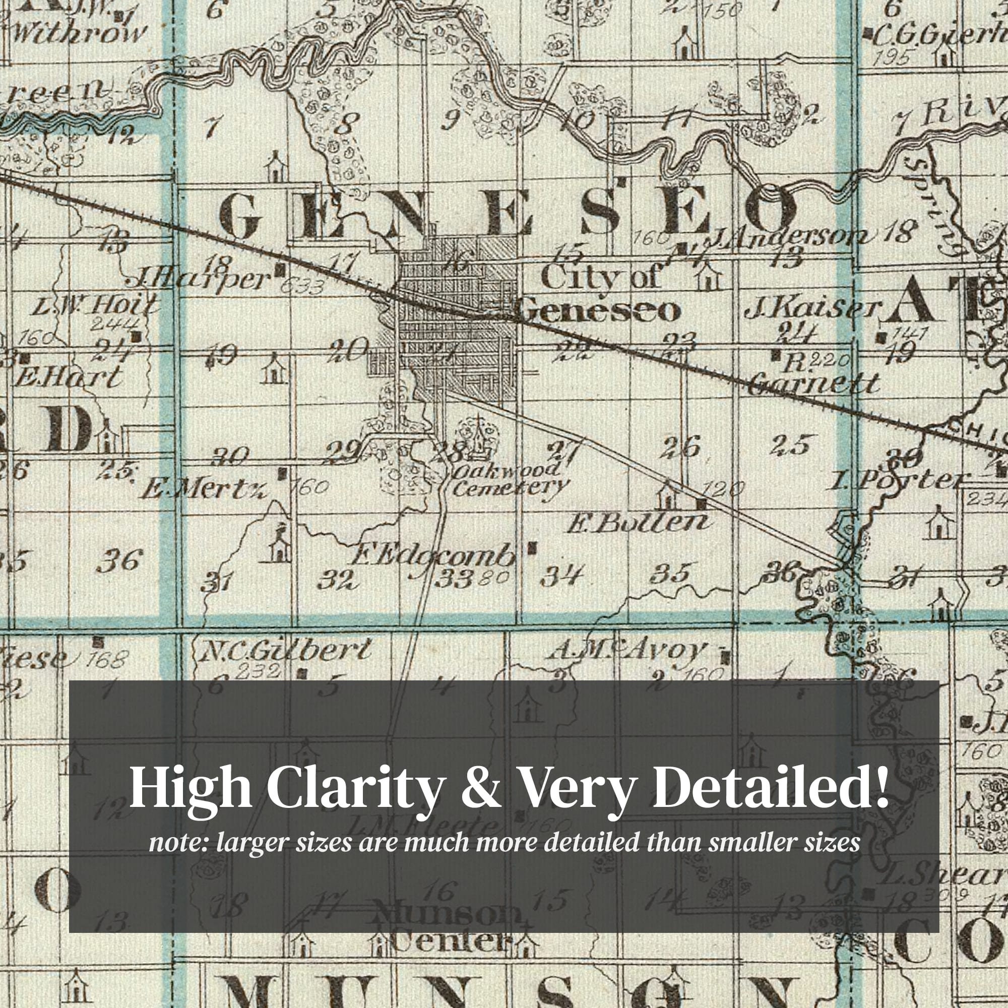 Henry County Map 1876, Vintage Henry County Map, Old Henry County ...