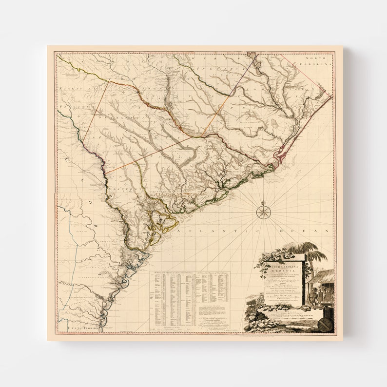 South Carolina Map 1780 Old Map of South Carolina Art - Etsy