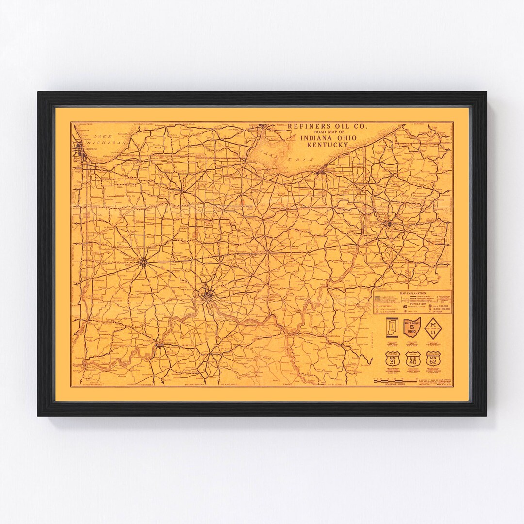 Kentucky Map 1925, Vintage Kentucky Map, Old Kentucky Art, Wall Art ...