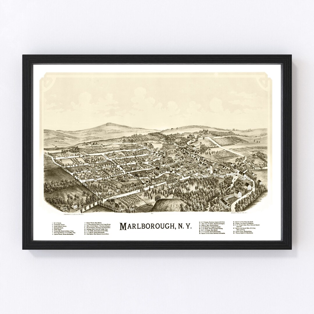 Malborough Map 1891 Old Map of Malborough New York Art Vintage Print ...